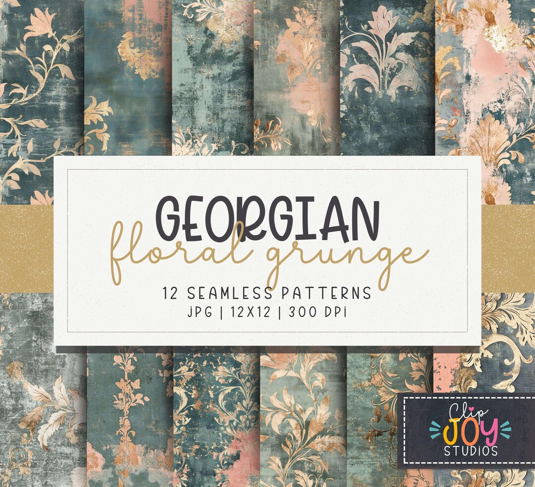 Georgian Floral Digital Paper: Vintage Baroque Backgrounds (commercial ...