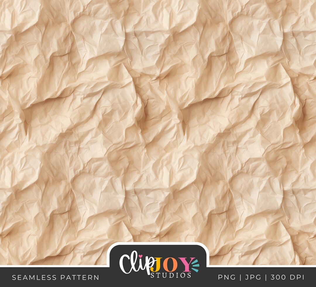 Brown Crumpled Paper Seamless Background, Realistic Paper Backdrop, Printable Paper Background ...