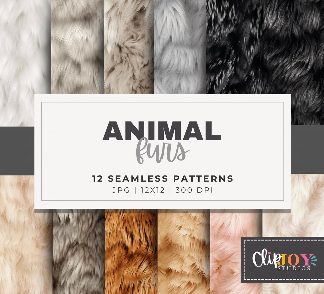 Soft Animal Fur Digital Papers, 12 Seamless Textures, 12x12, JPG File ...