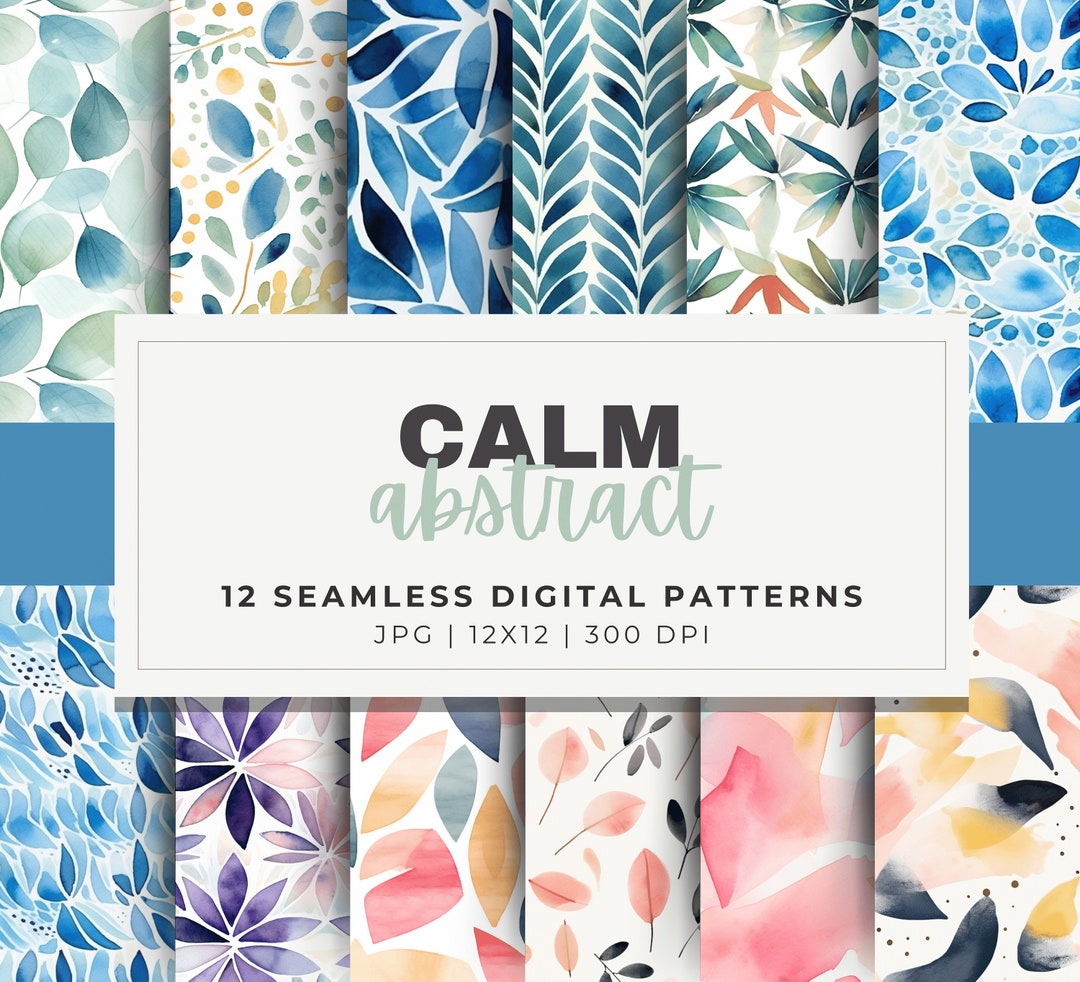 Calm Namaste Abstract Patterns Digital Paper, 12 Seamless, 12x12 ...