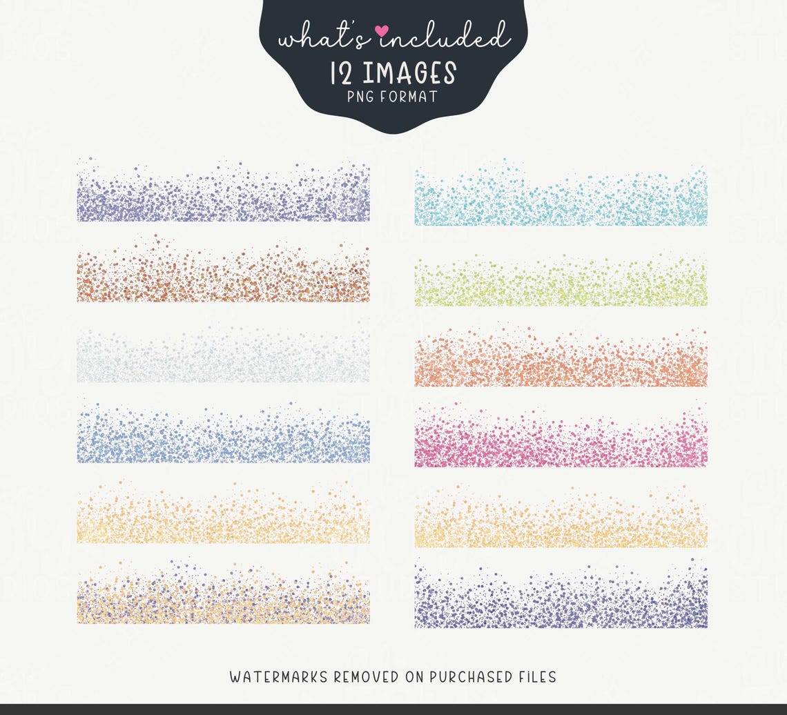 Rainbow Glitter Borders, Sparkling Overlay Clipart, PNG Graphics ...