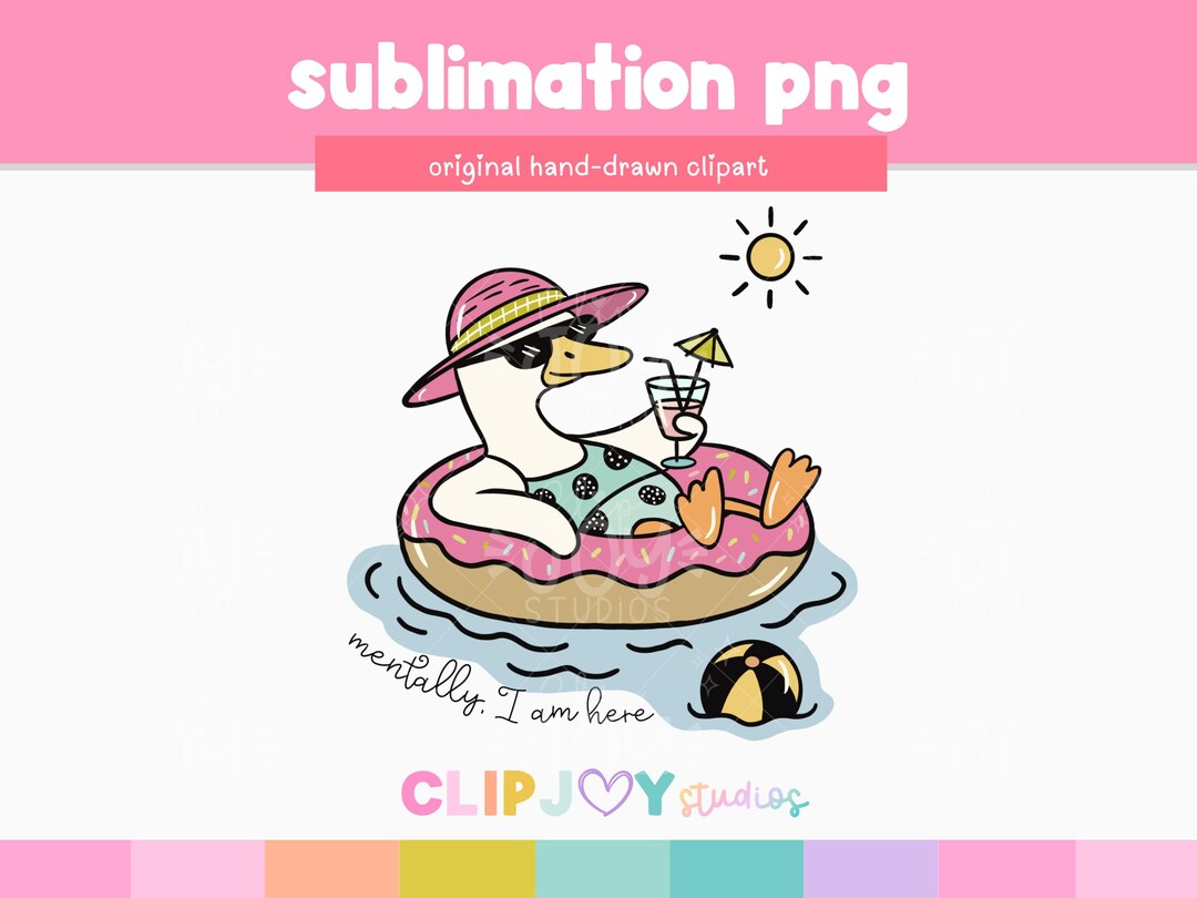 Funny Goose Pool Float PNG: Summer Clipart, Commercial Use (digital ...