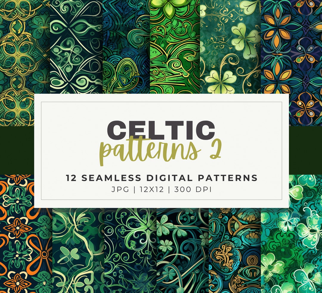 Celtic Patterns Digital Paper, 12 Seamless, 12x12 St. Patrick's Day ...