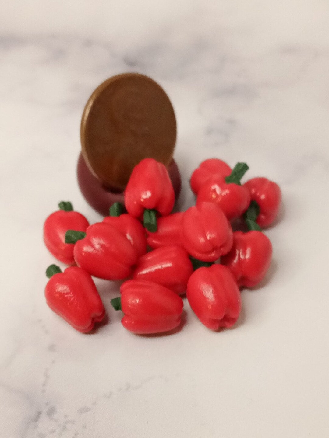Miniature Dollhouse (3) Red Bell Peppers 1:12 Scale Fruit Vegetable ...