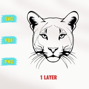 Cougar Head SVG, Panther Svg, Mountain Lion Vector, PNG 300 Dpi, PDF ...