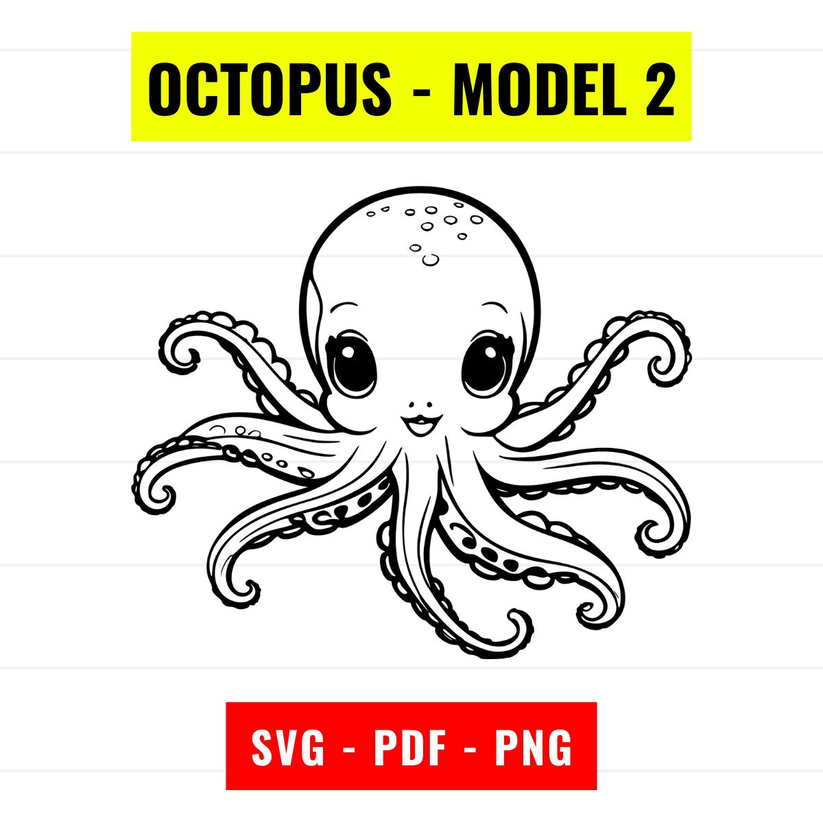 Octopus SVG, Octopus Outline Svg, PNG, PDF, Octopus Vector for Cricut ...