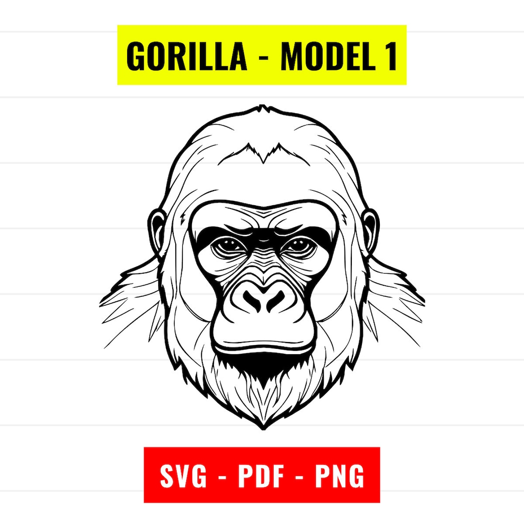 Gorilla SVG, Gorilla Head Svg, PNG, PDF, Animal Svg, Gorilla Vector Svg ...