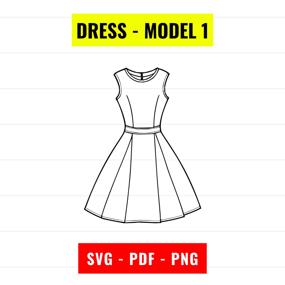 Dress SVG, Dress Outline, PNG, PDF, Dress Vector for Cricut, Woman ...