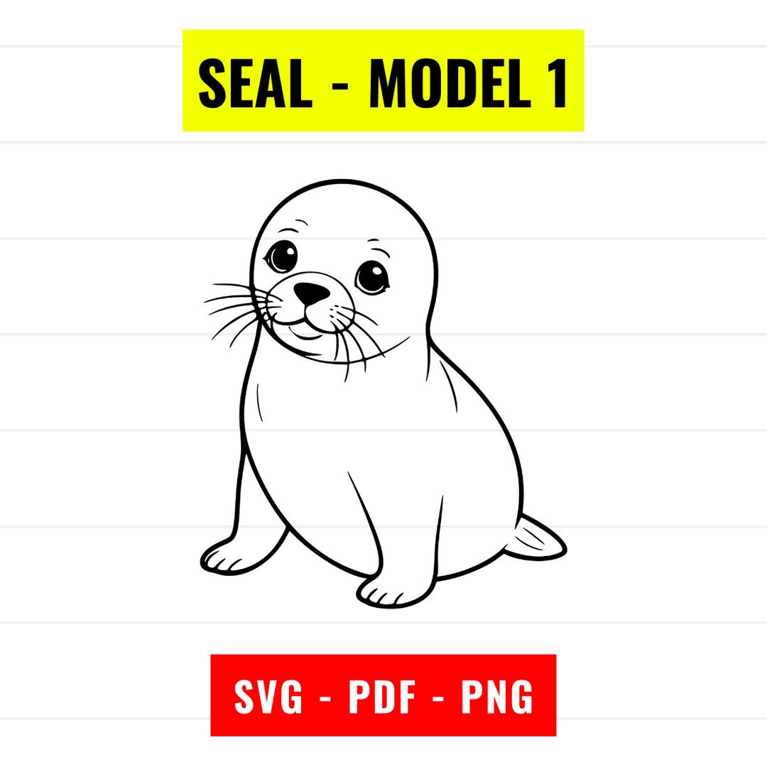 Seal SVG, Baby Seal Outline Svg, PNG, PDF, Cute Seal Vector for Cricut ...