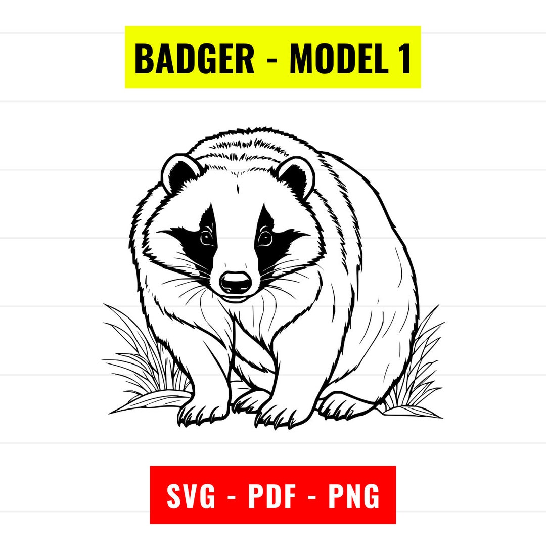 Badger SVG, Badger Outline Vector, Badger Silhouette Svg, PNG 300 Dpi ...