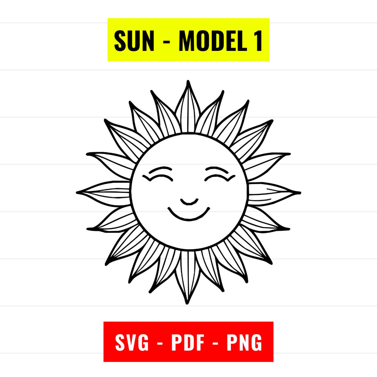 Sun SVG, Sun Outline, PNG, PDF, Sun Vector for Cricut, Happy Sun Svg ...