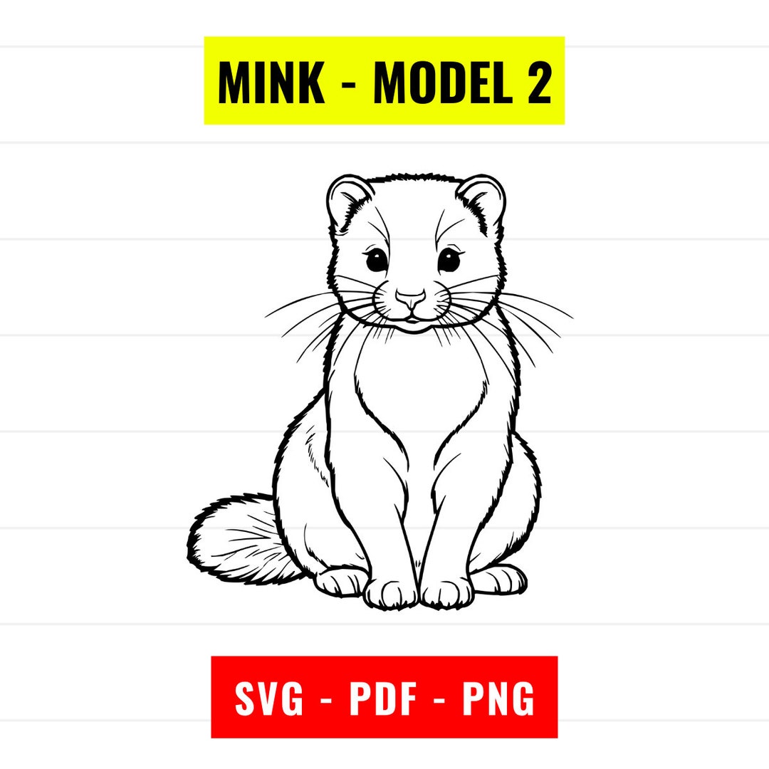 Mink SVG, Mink Outline, Mink Vector, PNG 300 Dpi, PDF, Cute Mink ...