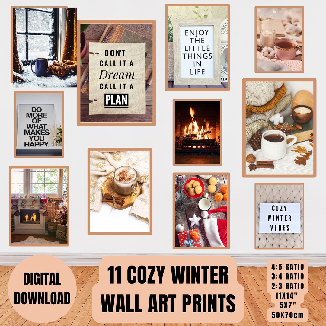 Cozy Winter Wall Art Bundle, Cozy Wall Art Posters, Winter Wall Decor ...