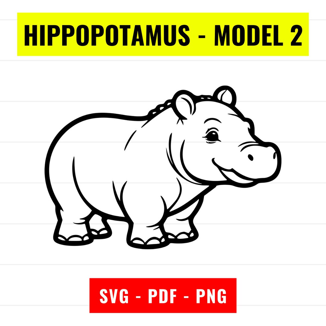 Hippopotamus SVG, Hippo Outline, PDF Hippopotamus Vector for Cricut ...