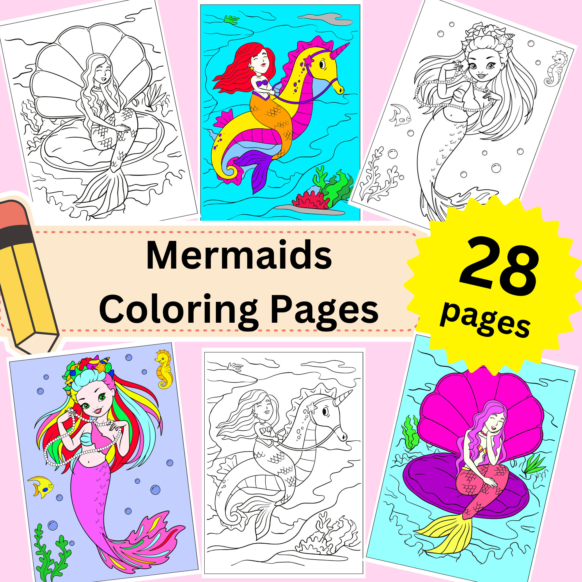 28 Printable Coloring Pages With Mermaids for Kids, Preschoolers ...