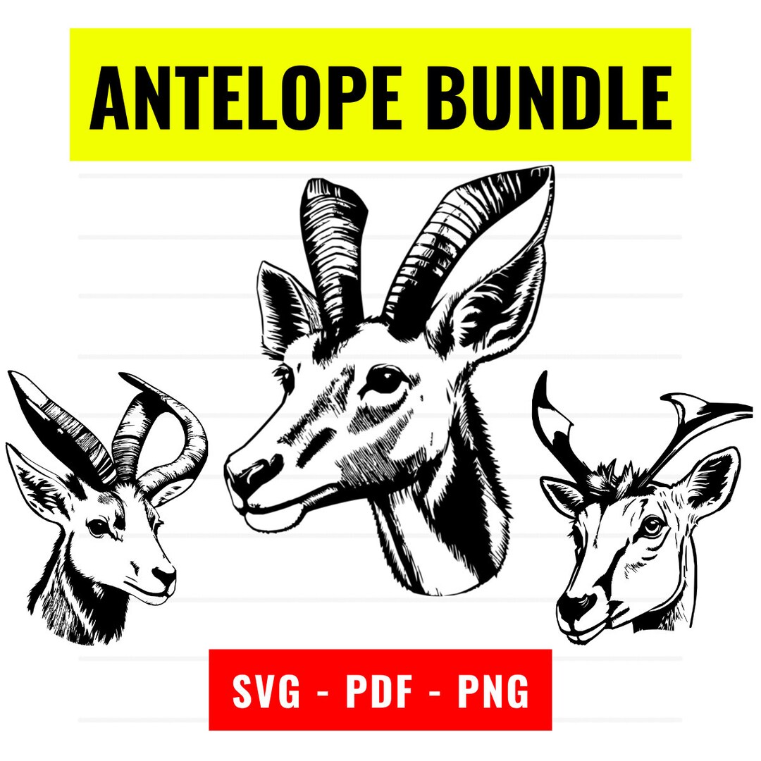 Antelope SVG, Antelope Head Bundle, PNG, PDF Animal Svg Antelope Vector ...