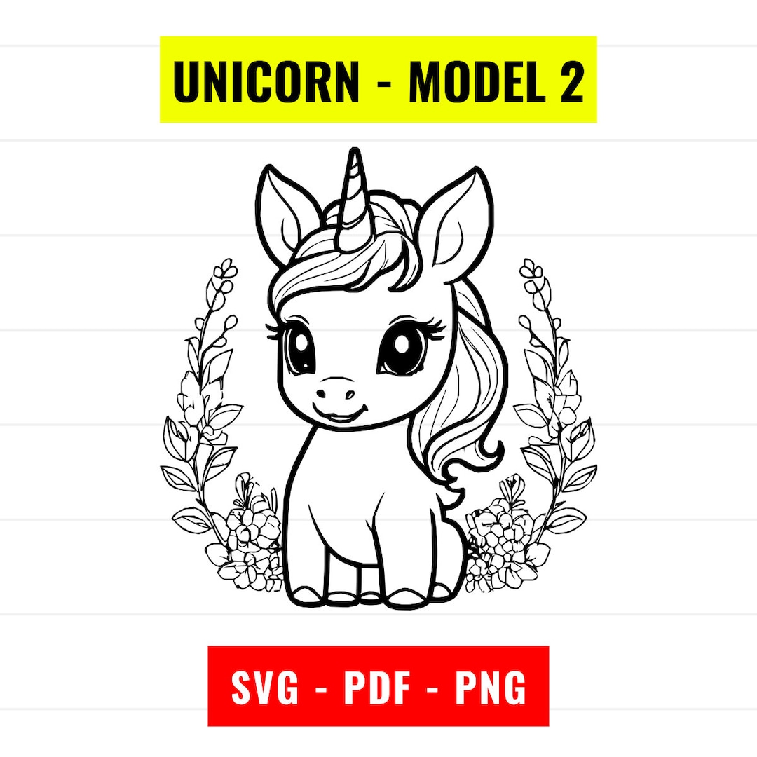 Unicorn SVG, Cute Unicorn Outline, PNG, PDF, Unicorn Vector for Cricut ...