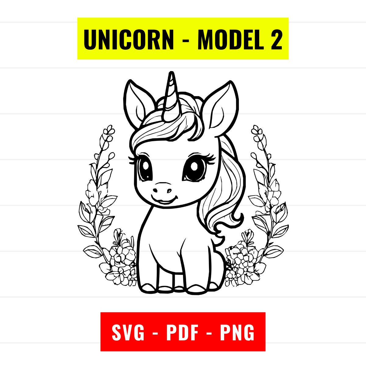 Unicorn SVG, Cute Unicorn Outline, PNG, PDF, Unicorn Vector for Cricut ...
