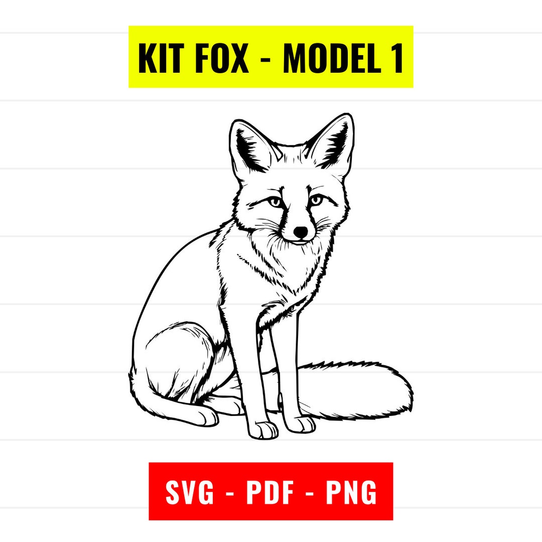 Kit Fox SVG, Fox Outline Vector, Fox Silhouette, Fox PNG 300 Dpi, PDF ...