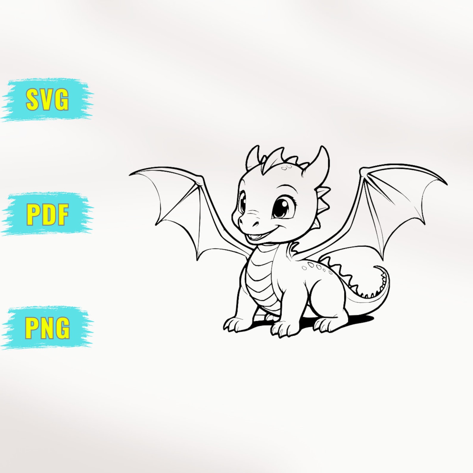 Baby Dragon Outline Vector, Cricut SVG PNG PDF (digital Download) - Etsy