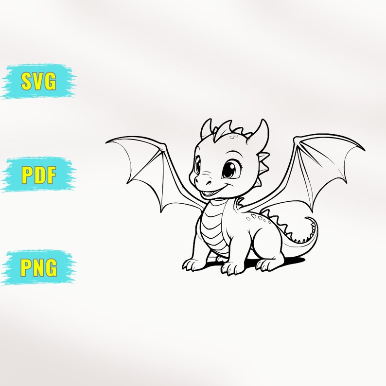 Baby Dragon Outline Vector, Cricut SVG PNG PDF (digital Download) - Etsy