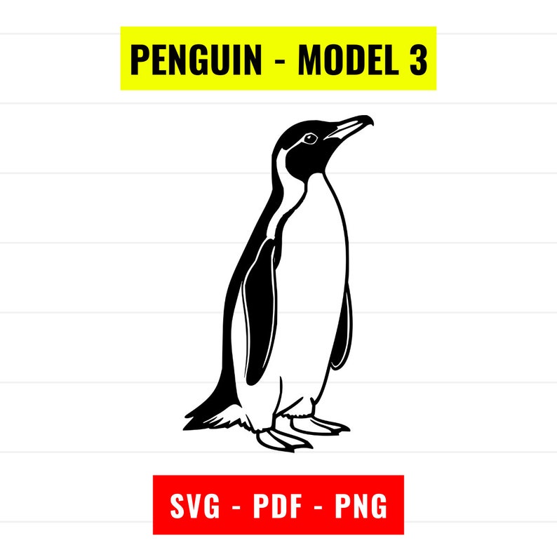 Penguin Portrait SVG: Outline Vector, PNG, PDF (digital Download) - Etsy