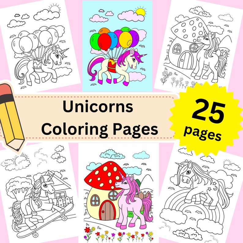 25 Printable Coloring Pages With Unicorns for Kids, Preschoolers ...