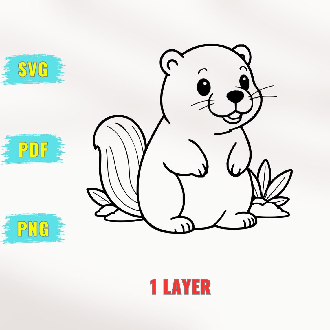 Cute Beaver SVG, Beaver Outline, PNG 300 Dpi, PDF, Beaver Vector for ...