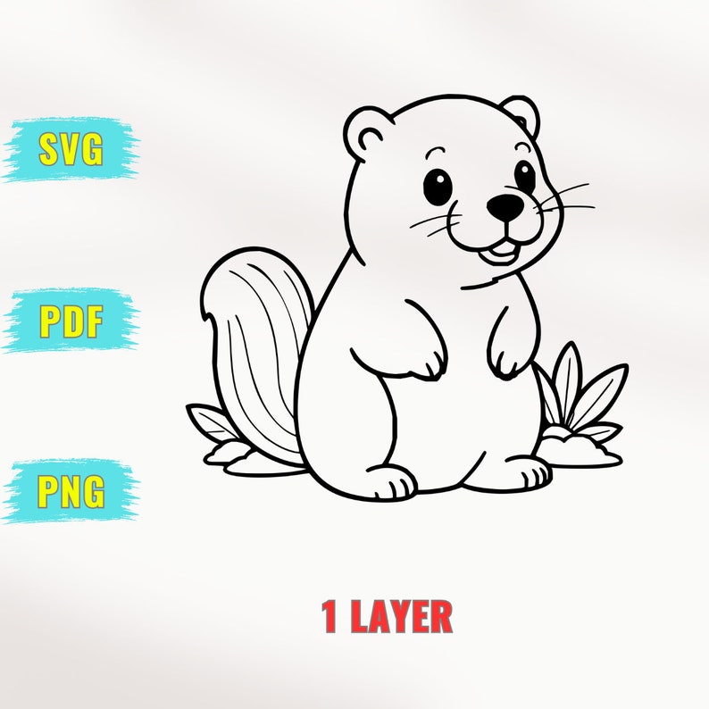 Cute Beaver SVG, Beaver Outline, PNG 300 Dpi, PDF, Beaver Vector for ...