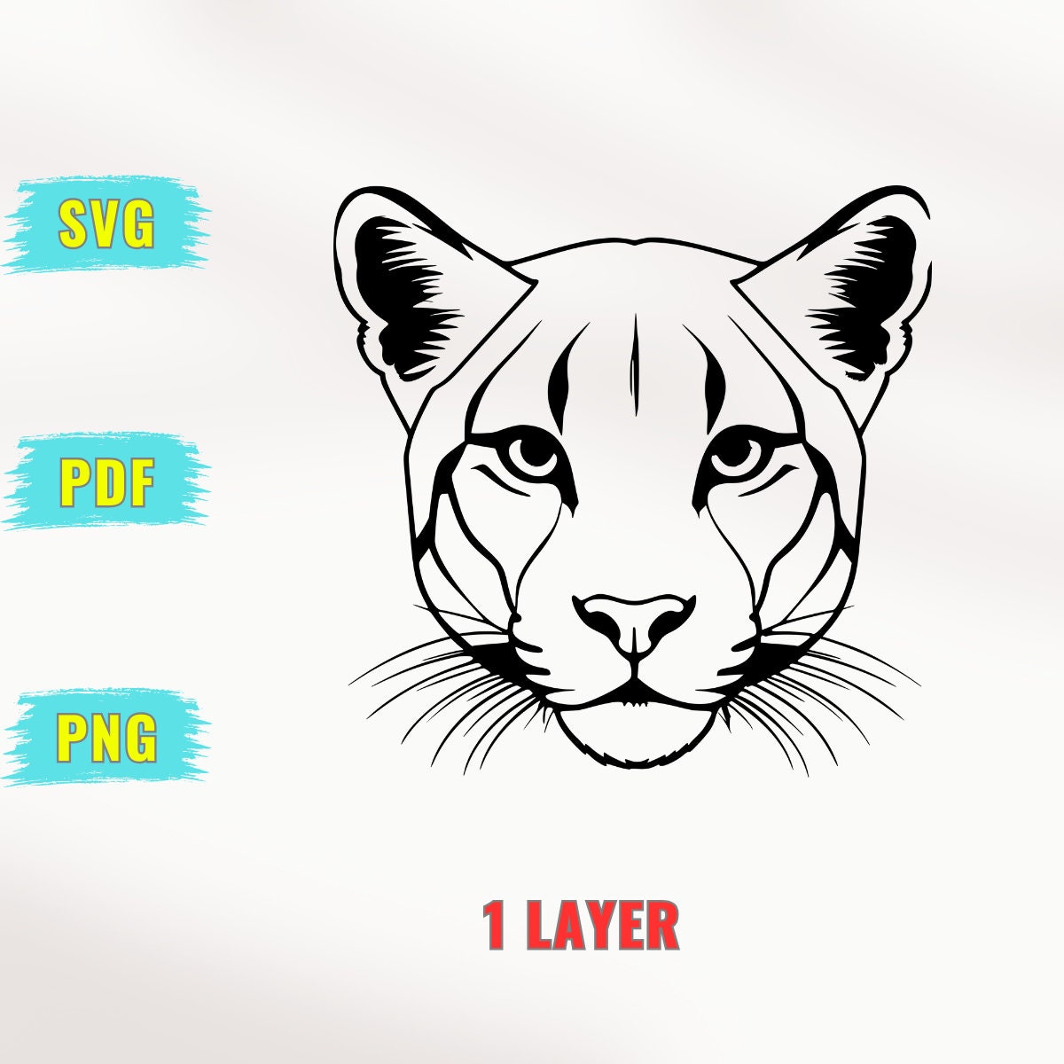 Cougar Head SVG, Panther Svg, Mountain Lion Vector, PNG 300 Dpi, PDF ...