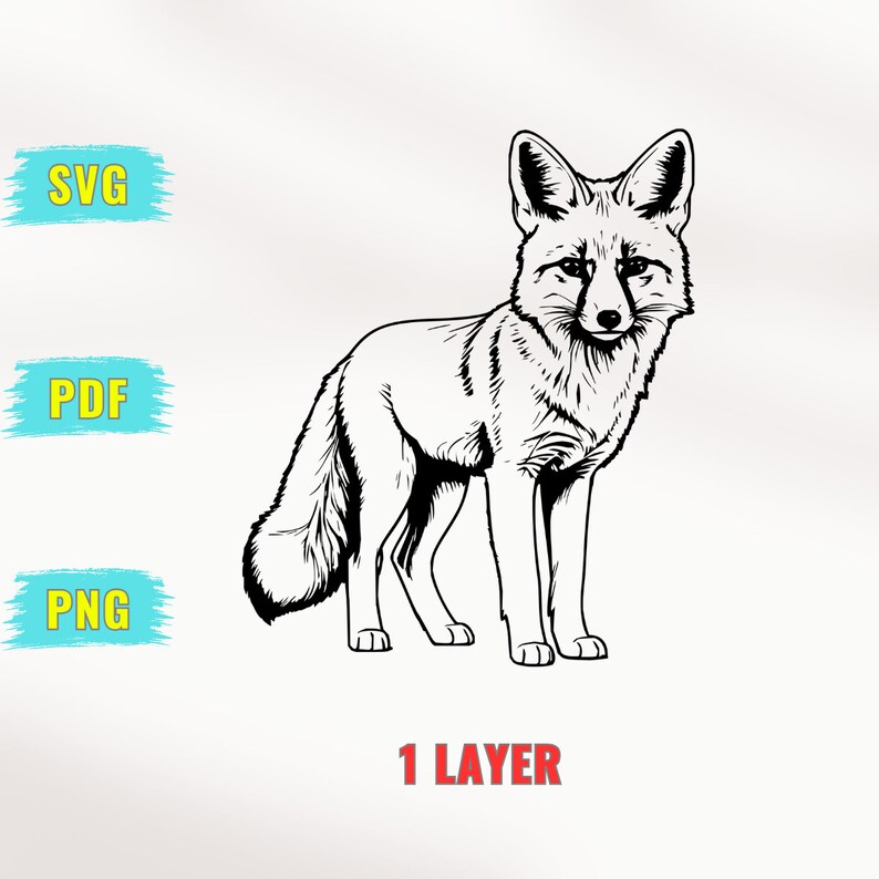 Fox SVG, Fox Outline Vector, Fox Silhouette Svg, Fox PNG 300 Dpi, PDF ...