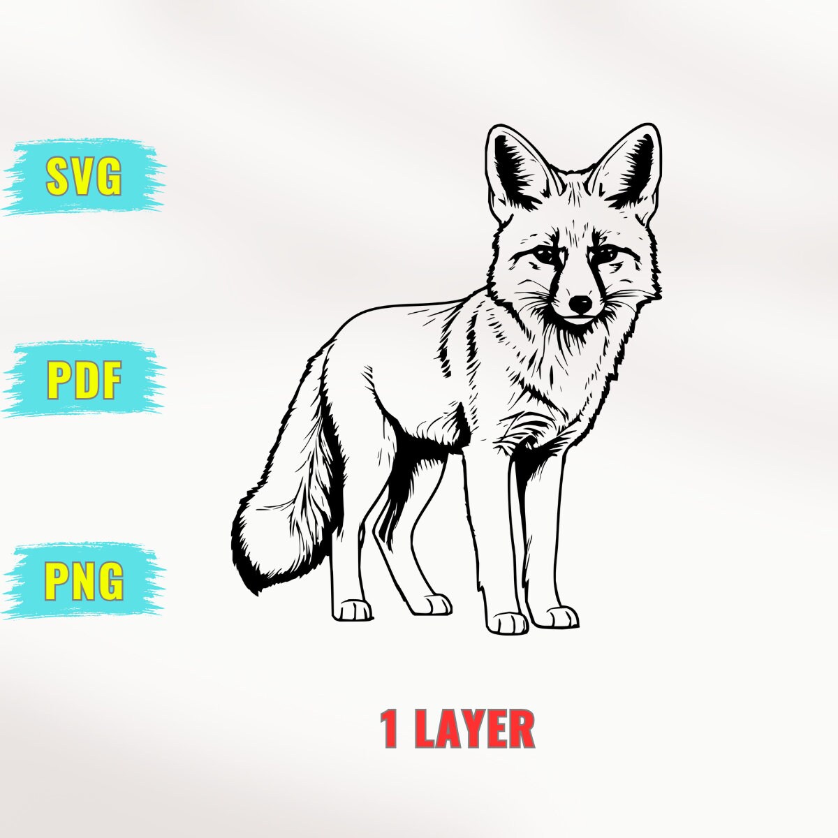 Fox SVG, Fox Outline Vector, Fox Silhouette Svg, Fox PNG 300 Dpi, PDF ...