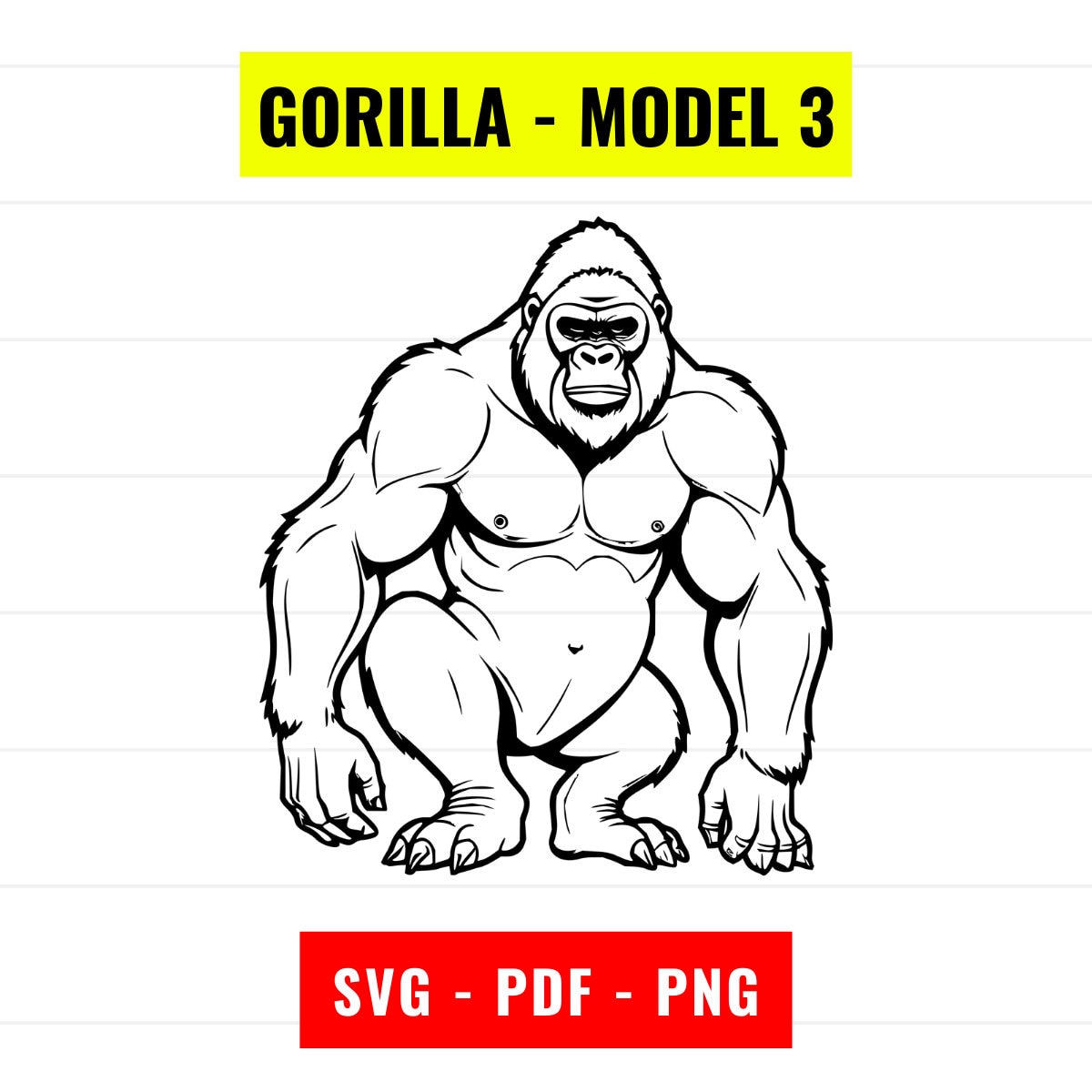 Gorilla SVG, Gorilla Body Svg, PNG 300 Dpi, PDF, Animal Svg, Gorilla ...