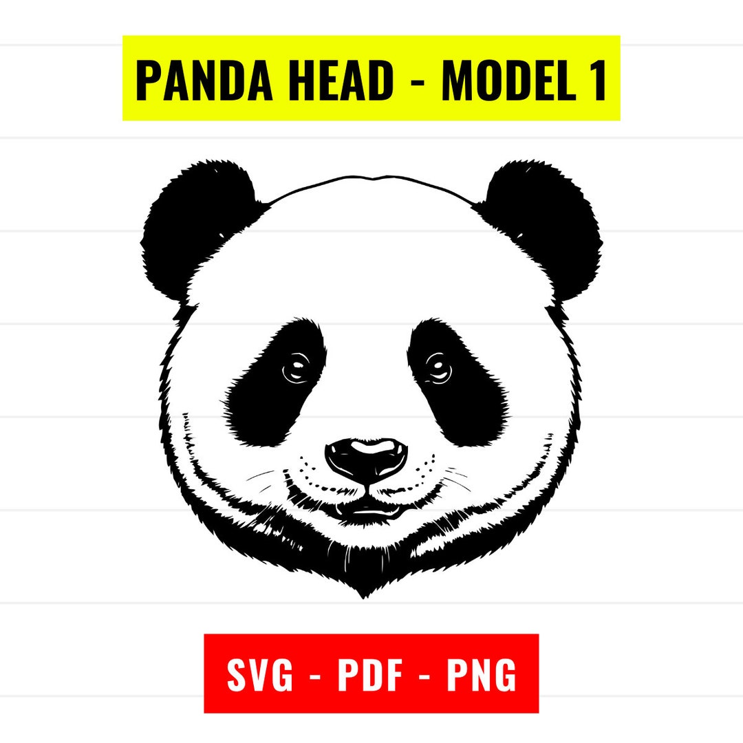 Panda Head SVG, Panda Outline Vector for Cricut, Cute Panda Svg, Panda ...