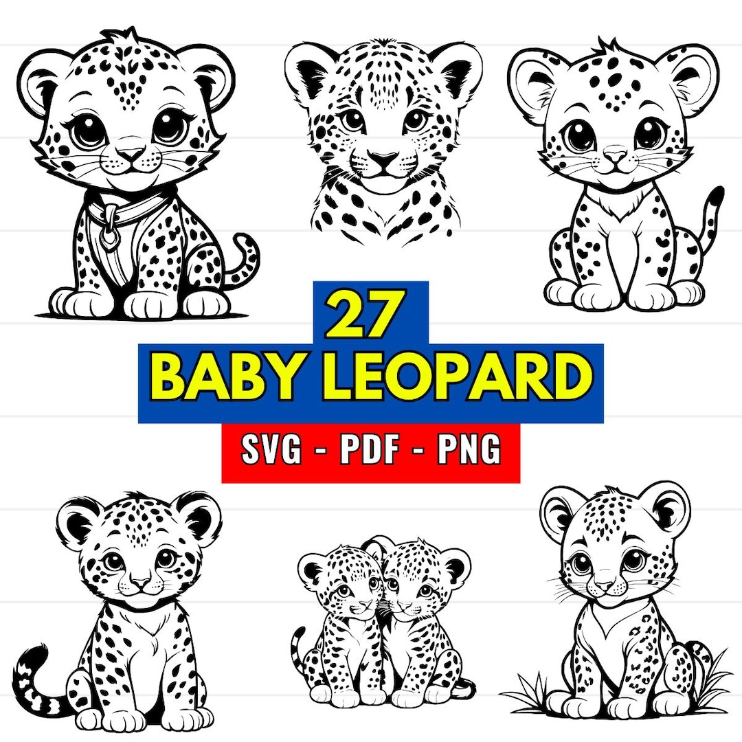 Baby Leopard SVG Bundle, Cute Leopard Portrait Bundle Svg, PNG 300 Dpi ...
