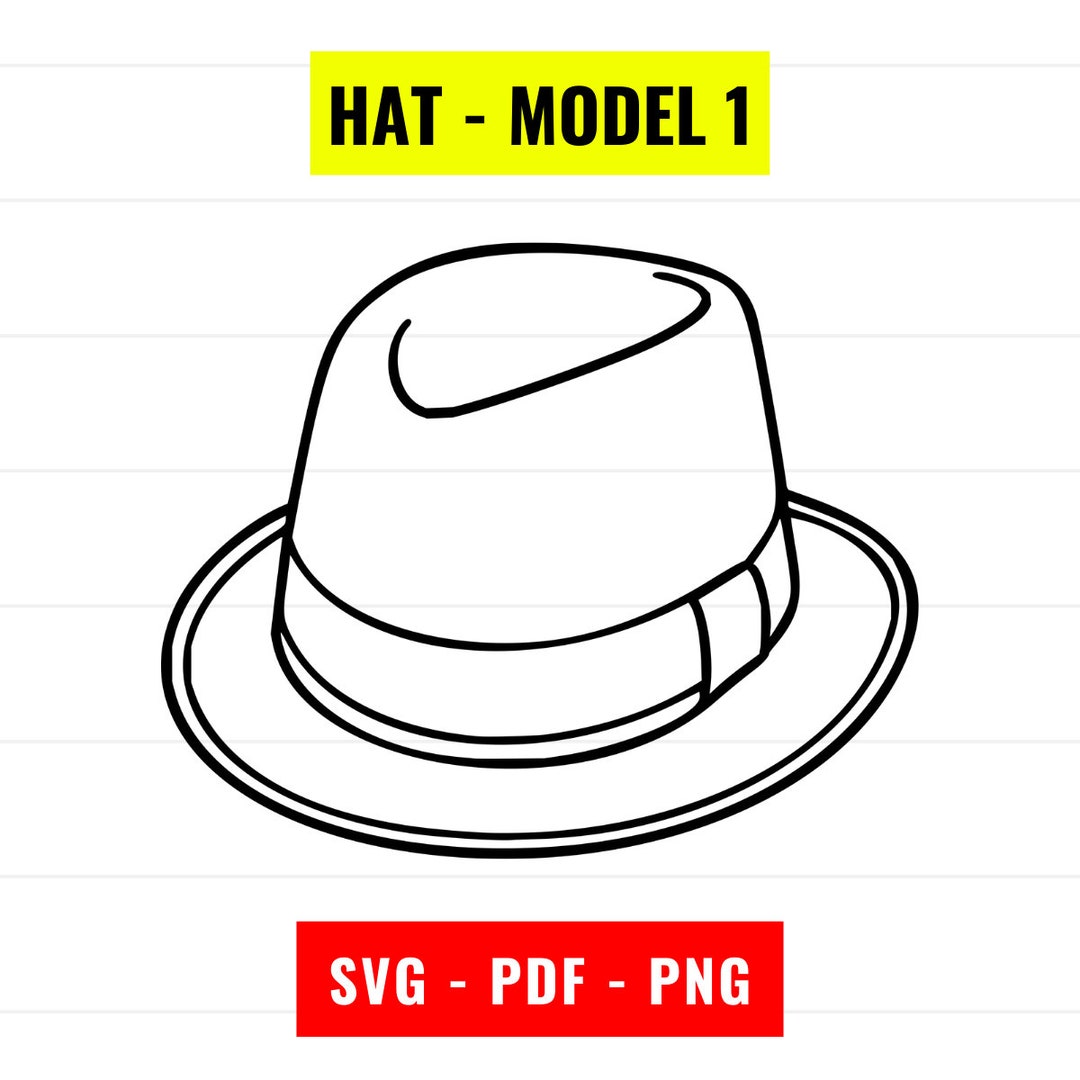 Hat SVG, Hat Outline Svg, PNG, PDF, Hat Vector for Cricut, Hat Svg Cut ...
