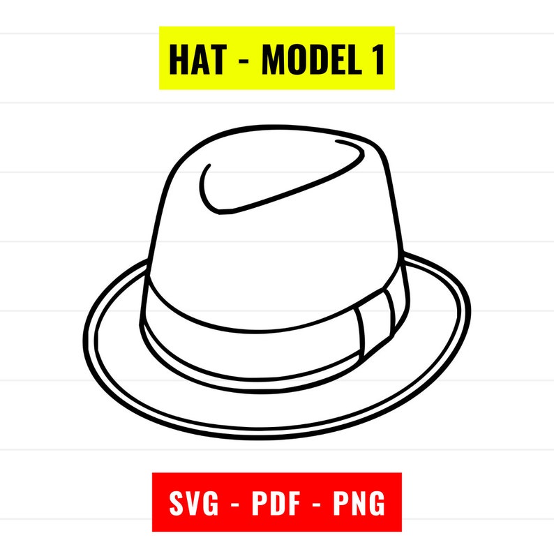 Hat SVG, Hat Outline Svg, PNG, PDF, Hat Vector for Cricut, Hat Svg Cut ...