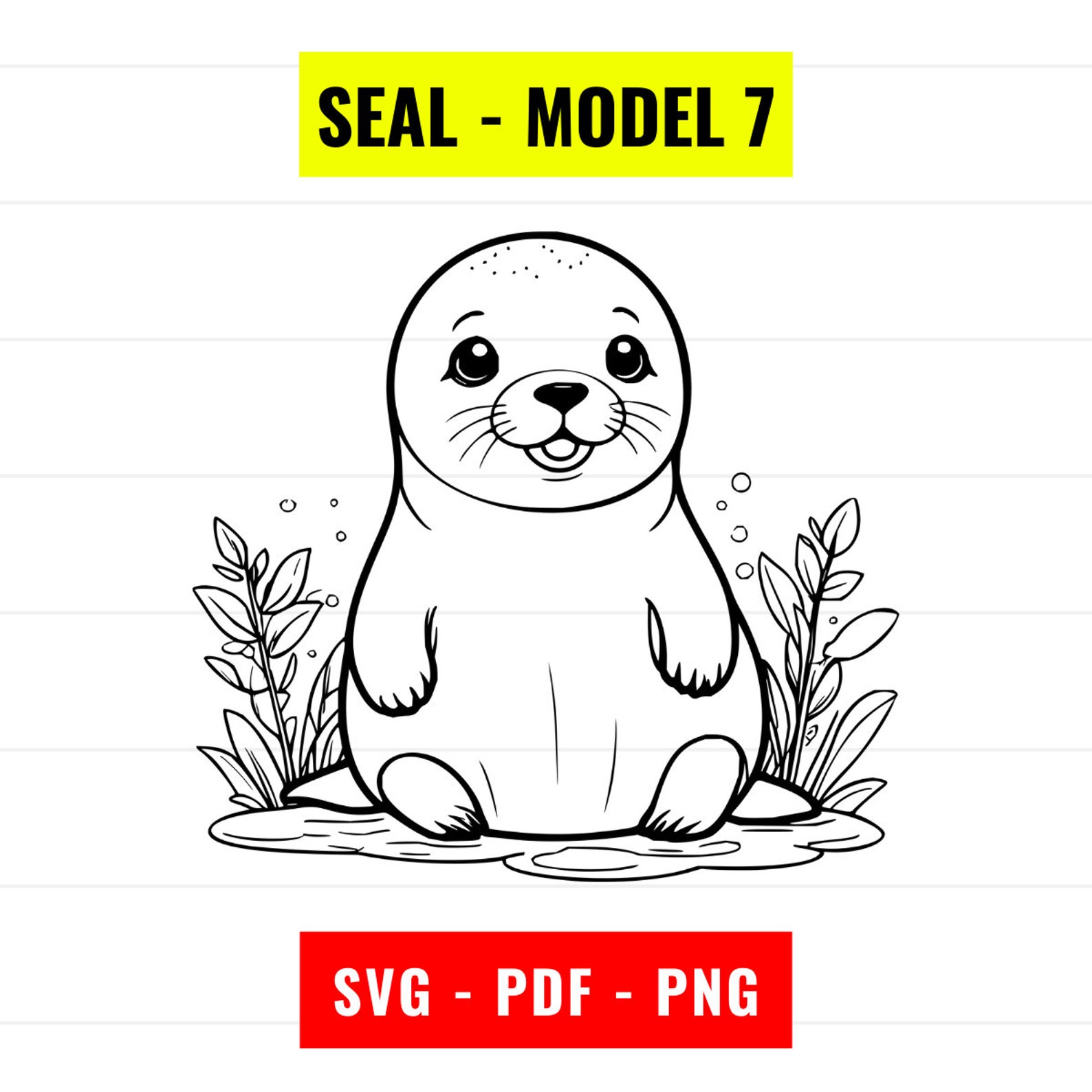 Seal SVG, Baby Seal Outline Svg, PNG, PDF, Cute Seal Vector for Cricut ...
