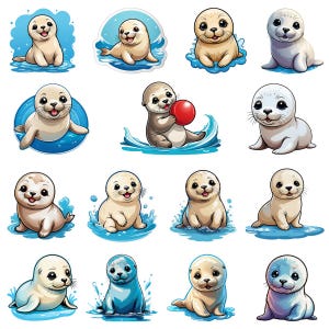 Seal Bundle SVG, Seal Outline Svg, PNG, PDF, Cute Seal Vector for ...