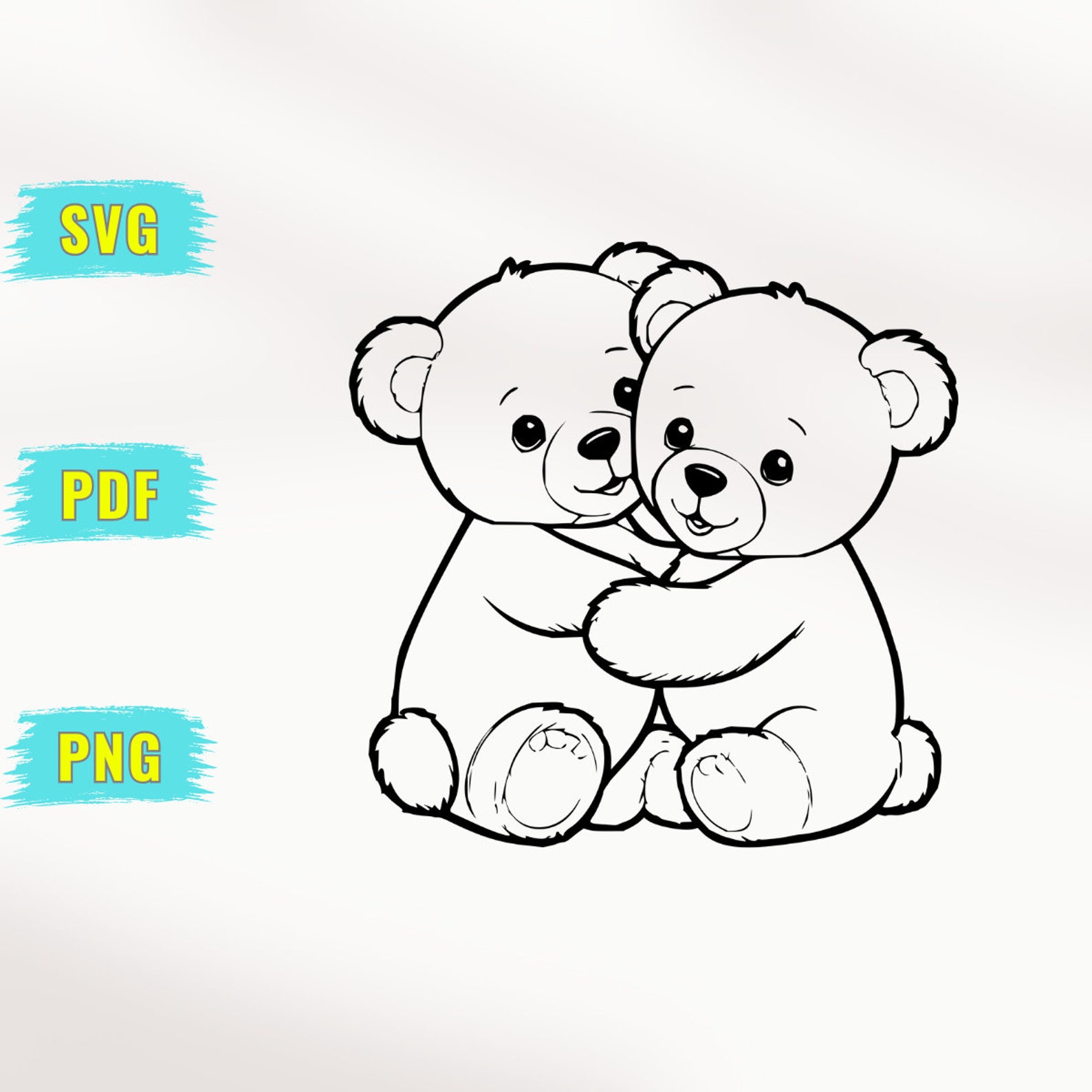 Cute Teddy Bear SVG, Teddy Bear Outline Svg, PNG, PDF, Hugging Teddy ...
