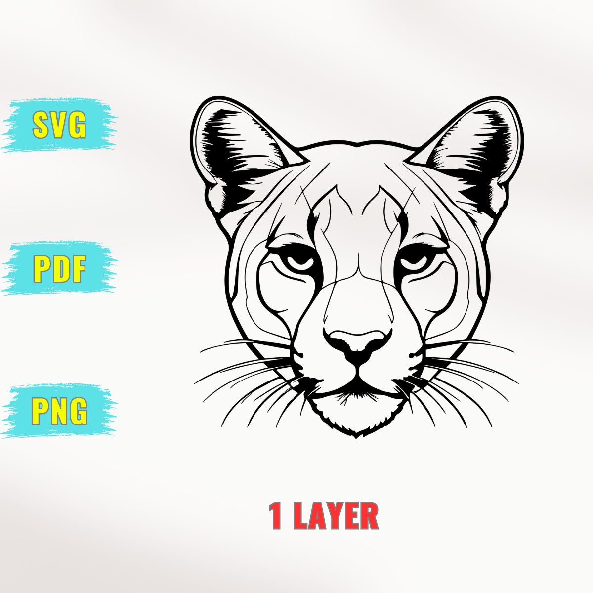 Cougar Head SVG, Panther Svg, Mountain Lion Vector, PNG 300 Dpi, PDF ...