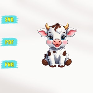 Baby Cow Clipart Bundle, Farm Animal Graphics (PNG PDF Vector) - Etsy