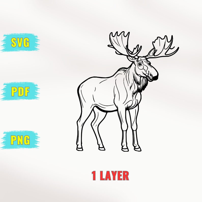 Moose Outline SVG: American Moose Portrait Vector (digital Download) - Etsy