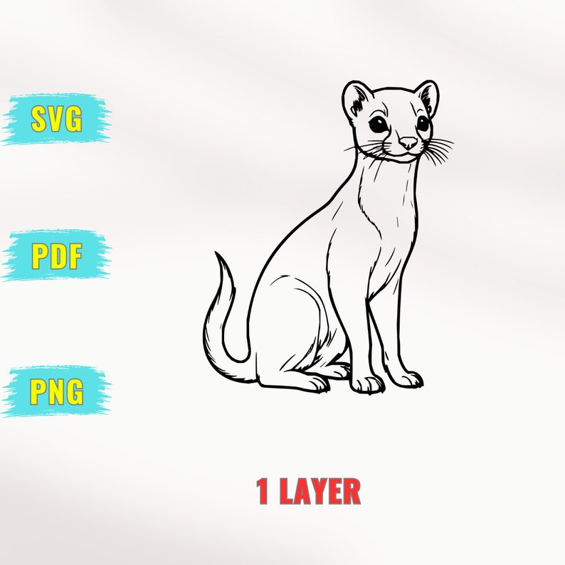 Stoat SVG, Stoat Outline, Stoat Vector, PNG 300 Dpi, PDF, Stoat ...