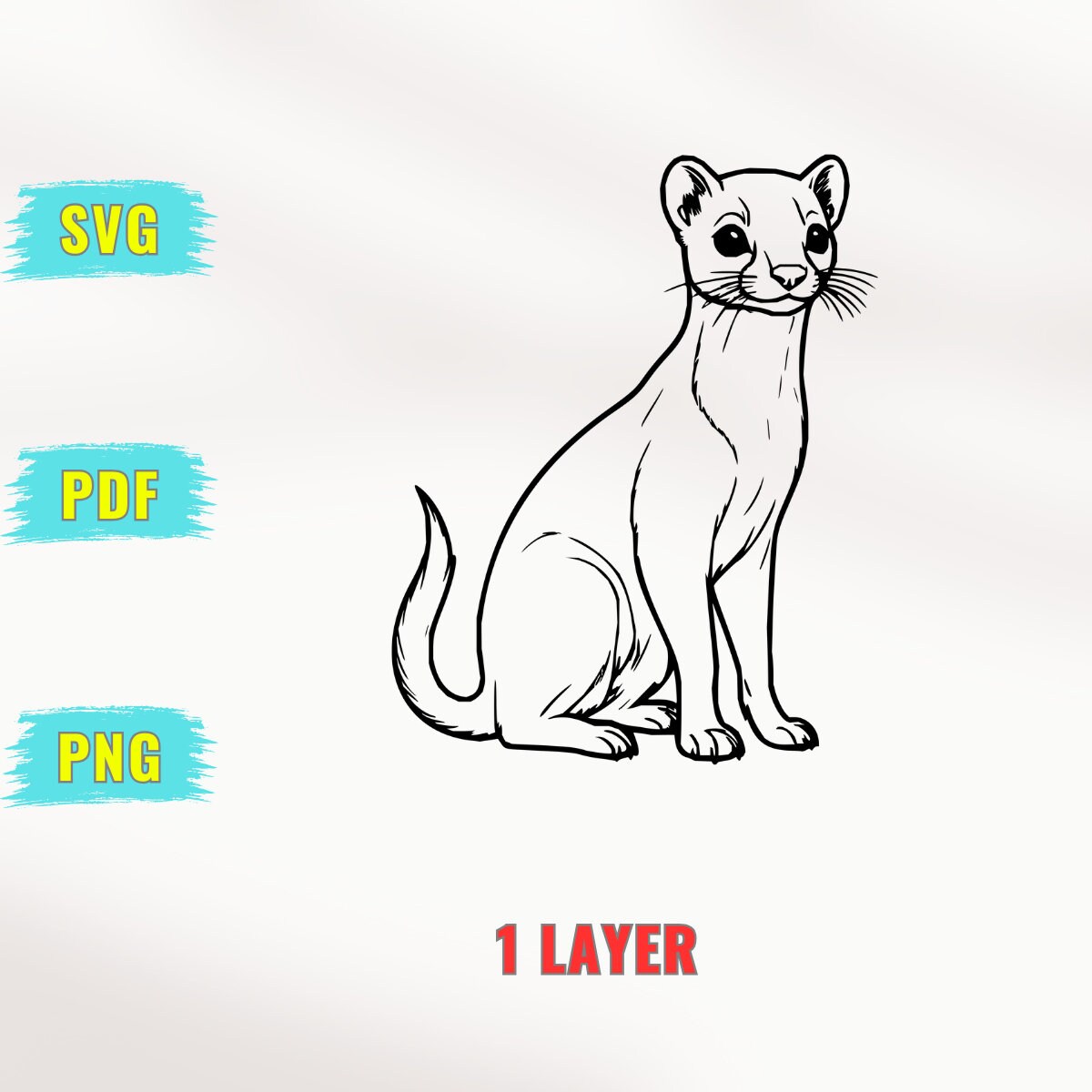 Stoat SVG, Stoat Outline, Stoat Vector, PNG 300 Dpi, PDF, Stoat ...