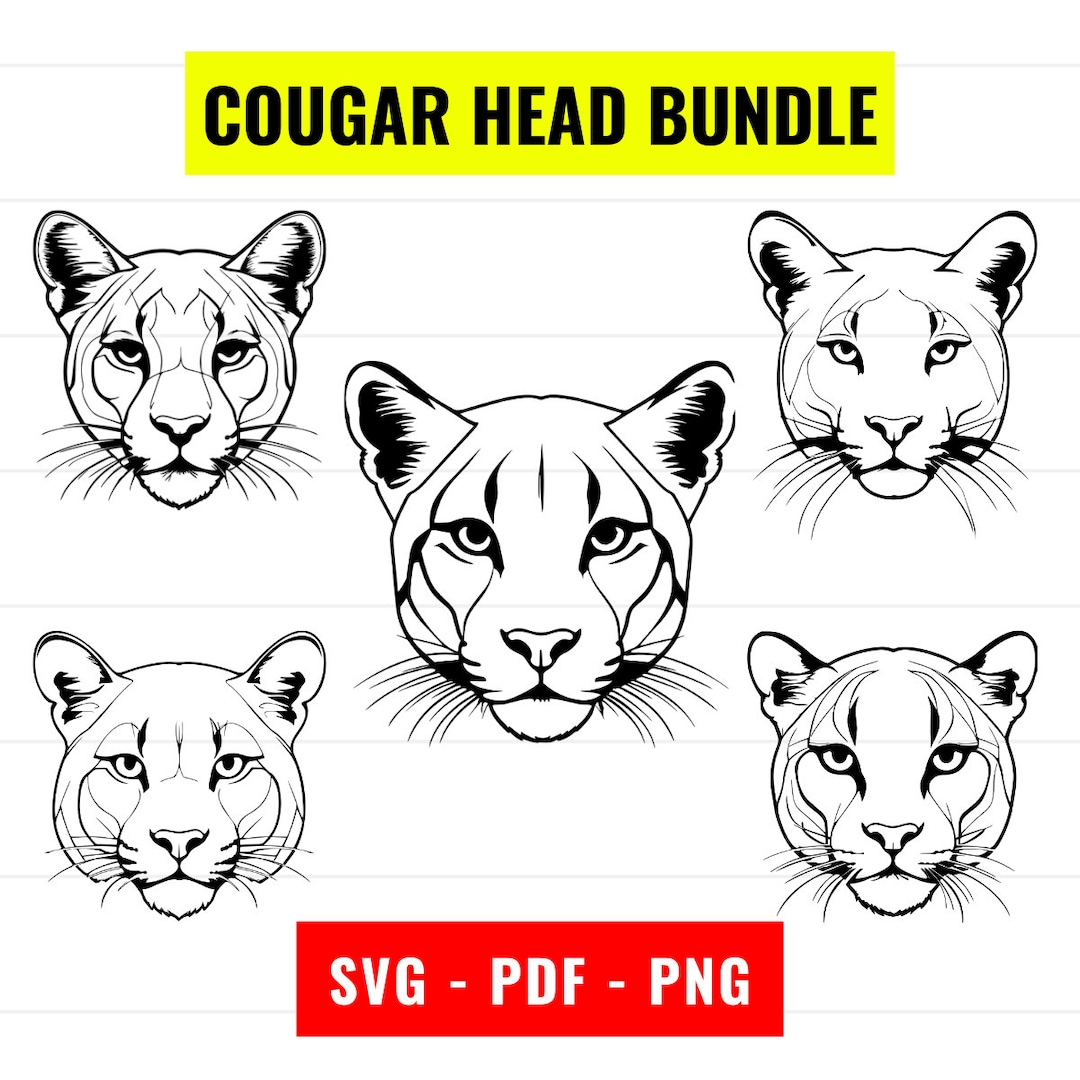 Cougar Head SVG, Panther Svg, Mountain Lion Vector, PNG 300 Dpi, PDF ...