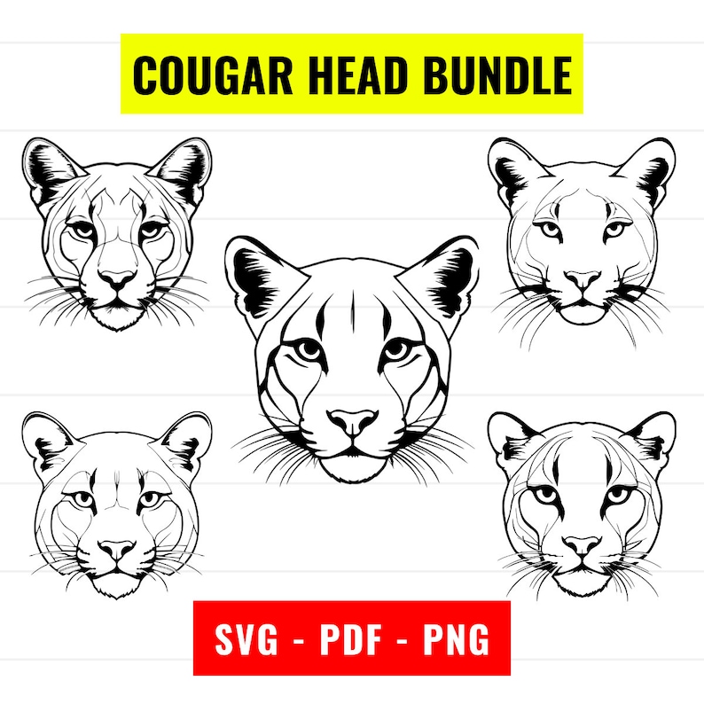 Cougar Head SVG, Panther Svg, Mountain Lion Vector, PNG 300 Dpi, PDF ...