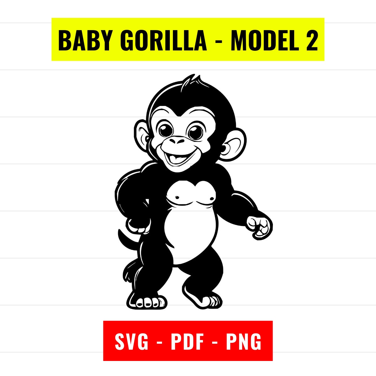 Gorilla SVG, Baby Gorilla Svg, PNG, PDF, Cute Baby Gorilla Svg, Gorilla ...