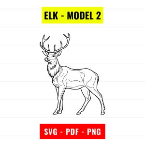 Elk SVG, Elk Outline, Elk Vector, Elk PNG 300 Dpi, PDF Elk Portrait Svg ...