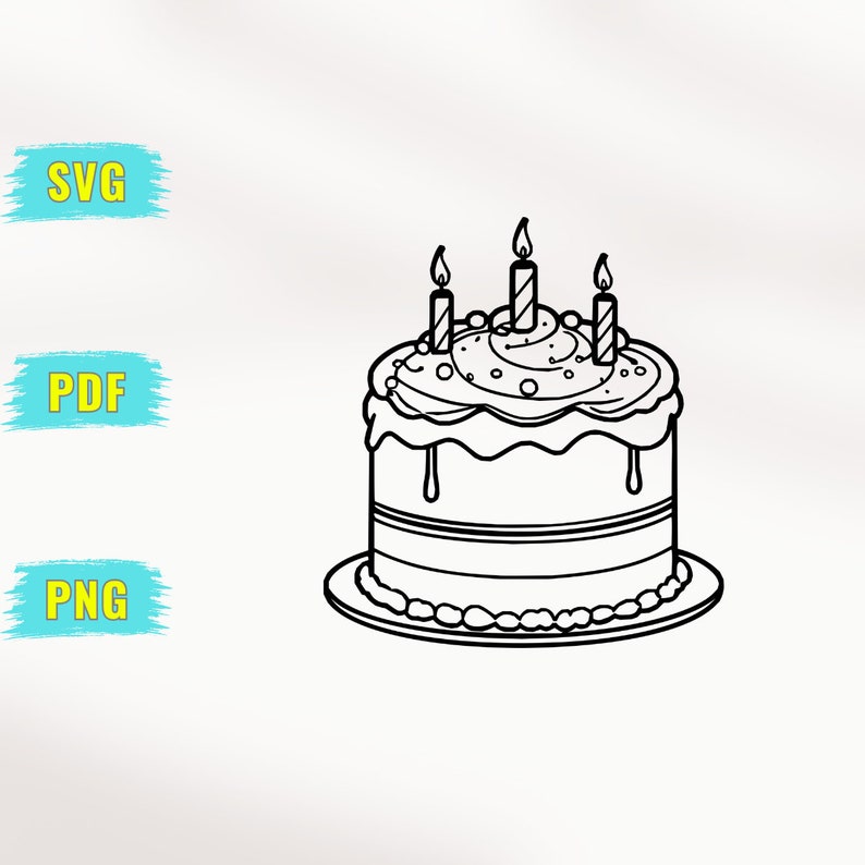 Birthday Cake Svg Cake Outline Svg Png Pdf Cake Vector For Cricut